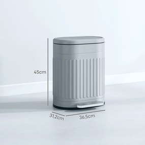 HOMCOM Odpadkový koš 20 l, pedálový s víkem, vyjímatelný vnitřní koš, funkce Soft-Close, 36,5 x 31,2 x 45 cm, šedá