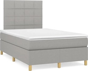 Box Spring Postel S Matrací Textil Světle Šedá Blok se čtverci 120 x 190