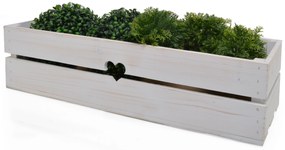 Dřevěný truhlík na květiny bílý - 63 cm II.