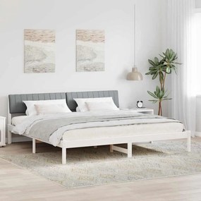 Rám postele s čelo Bílá a světle šedá 200 x 200 cm 3394352