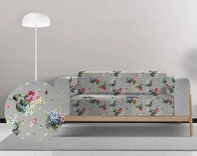 Ervi Gobelínový  přehoz na sedačku/postel - Hortenzie na šedém