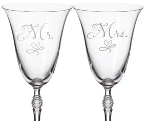 Dekorant svatby Svatební skleničky na bílé víno MR MRS 250 ml 2KS