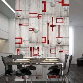 Fototapeta - Concrete, red frames and white knobs