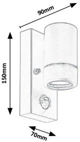 Rabalux 8834 - Venkovní nástěnné svítidlo se senzorem MEDINA 1xGU10/10W/230V