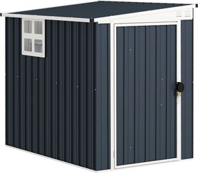 Metalový zahradní přístřešek Outsunny 2.6m² 128x193x181cm s pultovou střechou, oknem a zámkem, odolný proti počasí pro zahradní a venkovní použití Tm…