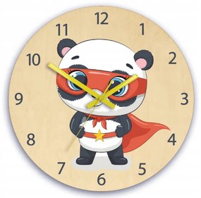 M.Clock Dětské nástěnné hodiny panda 30x30cm hnědé