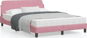 vidaXL Rám postele s čelem 120 x 200 cm samet [373156] Barva: Růžová