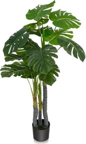 Costway 120 cm vysoký umělý strom Falešná rostlina Monstera Deliciosa, zelený