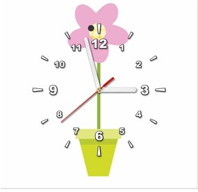Gario Obraz s hodinami Růžový kvítek v květináči Rozměry: 40 x 40 cm