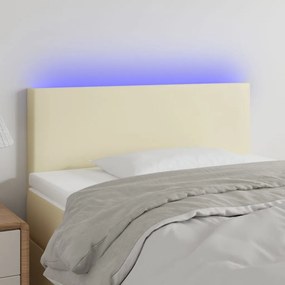 Čelo postele s LED krémové 100x5x78/88 cm umělá kůže