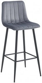 Set tří barových židlí POZZA sametové tmavě šedé (černé nohy) 3 ks