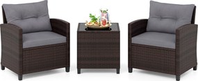Costway 3-dílný. Ratanová sada Gartenmöbel inkl. 2 Sessel a 1 Beistelltisch