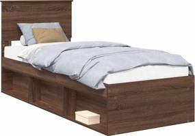 Rám postele s čelo Hnědý dub 75 x 190 cm Masivní borové dřevo 3410669