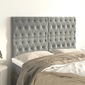 Čelo postele světle šedé 160x7x118/128 cm sametové 3116722