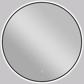 CERANO - Koupelnové LED zrcadlo Velo, kovový rám - černá matná - Ø 60 cm