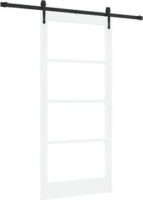 Posuvné dveře 93 x 202 cm Masivní borové dřevo a sklo Bílá 3332344