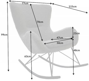 Noble Home Šedé plyšové houpací křeslo Scandinavia Swing