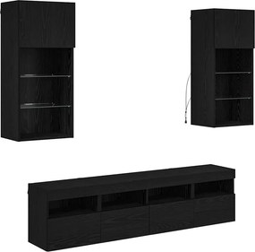 TV nástěnné jednotky s LED 5 ks Černý dub kompozitní dřevo 3402982