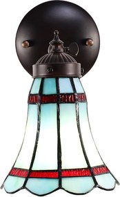 Modrá nástěnná Tiffany lampa červené pruhy RedLine - 17*12*23 cm E14/max 1*40W