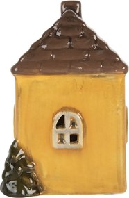 Žlutý keramický LED domek Lamont - 7*6*10 cm