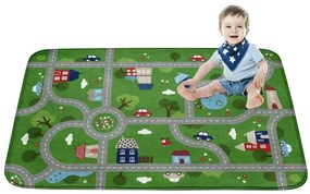 Vesna | Dětský koberec Ultra Soft Silnice zelený 130x180 cm