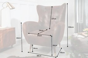 Designové křeslo Danail antik hnědé