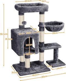Kočičí nábytek se škrabadlem Yaheetech – tmavě šedá, 96 cm (255046022378)