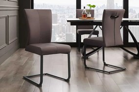 Moderní konzolová židle Austin taupe šedá pravá kůže
