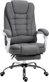 Kancelářská židle Vinsetto ergonomická kancelářská židle se sklopnou podnožkou, výškově nastavitelná a sklopná, kovově šedá pro pohodlí v domácí kanc…