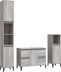 3dílný set koupelnového nábytku šedý sonoma kompozitní dřevo 3185611