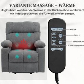 Televizní křeslo HOMCOM se stojanem, výškově nastavitelné, s možností náklonu 135°, se 3 režimy, 8 masážními body, dálkové ovládání, 144 x 91 x 88 cm…