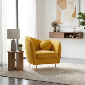 Designové křeslo, žlutá Velvet látka/gold chrom zlatá, EZIO