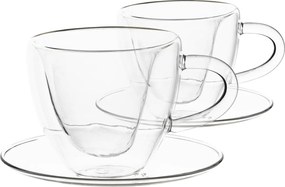 Termo sklenice, set 2 ks, šálek Heart s podšálky, ve tvaru srdce, 150 ml, HOTCOOL TYP 5