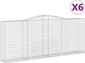 Klenuté gabionové koše 6 ks 400x50x160/180cm pozinkované železo 3147039