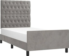 Rám postele bez matrace světle šedá 90 x 190 cm samet 3125910