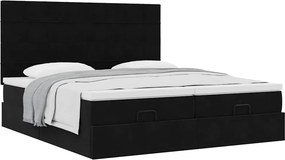 Osmanský rám postele s matrací černý 200x200cm samet 3313780