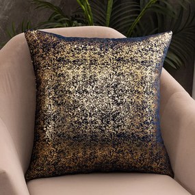 Luxusní povlak na polštář se zlatým potiskem (45x45 cm) Barva: tmavě modrá