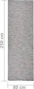 Venkovní hladce tkaný koberec 80x250 cm hnědý a modrý 340814