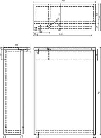 Aqualine KAWA STRIP galerka s LED osvětlením 50 x 70 x 22 cm dub emporio WGL35S
