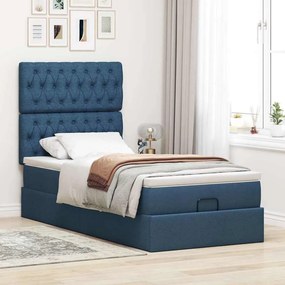 Osmanský rám postele s matrací modrá 90x190cm textil 3314057