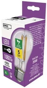 Emos lighting LED žárovka Filament A60 A CLASS/ E27 / 5 W (75 W) / 1 060 lm / neutrální bílá 1525283412