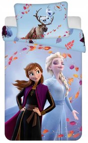 Textylia Bavlněné dětské povlečení do postýlky licenční  90x120cm / 40x60cm Frozen / Ledové království / Anna a Elza modré