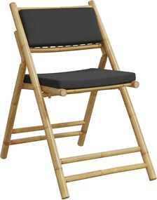 3dílný skládací bistro set s tmavě šedými poduškami bambus 3208940