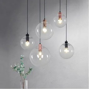 Toolight Závěsné skleněné stropní svítidlo Lassi Black 20 + 25 + 30 cm