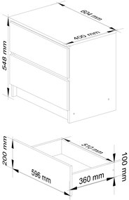 Komoda Liv 60 cm bílá/grafitová lesklá