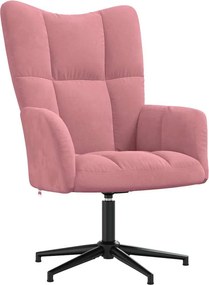 Relaxační křeslo růžové samet 328099