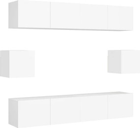 6dílný set TV skříněk bílý kompozitní dřevo 3078683