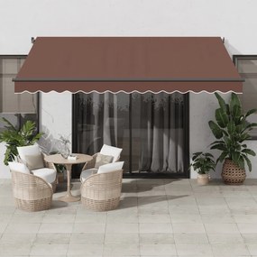 Automatická zatahovací markýza s LED světly hnědá 400 x 350 cm 3215406