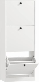 HOMCOM Botník se 3 Zásuvkami, Botník s Nastavitelnými Přihrádkami, Úzký Botník pro 12 Párů Bot 47 x 26 x 120 cm, Bílý