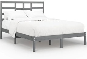 Rám postele šedý masivní dřevo 140 x 190 cm,  3105777